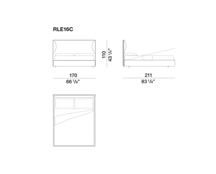 Letto matrimoniale imbottito di design - Ribbon - Molteni&C