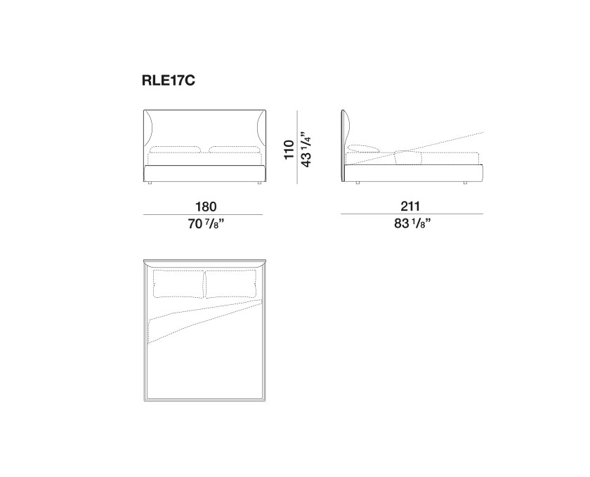 Letto matrimoniale imbottito di design - Ribbon - Molteni&C