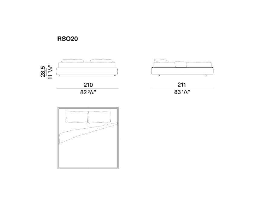 Letto matrimoniale imbottito di design - Ribbon - Molteni&C