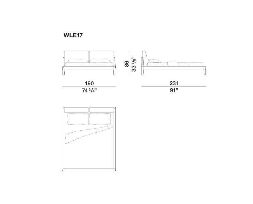 Modern wood bed with upholstered head - Wish - Molteni&C