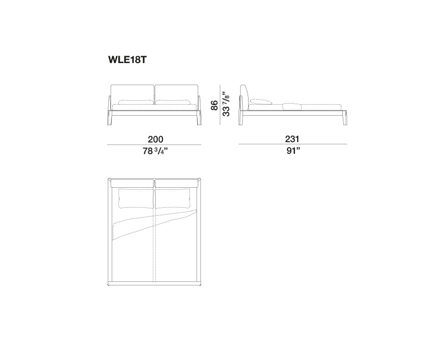 Modern wood bed with upholstered head - Wish - Molteni&C
